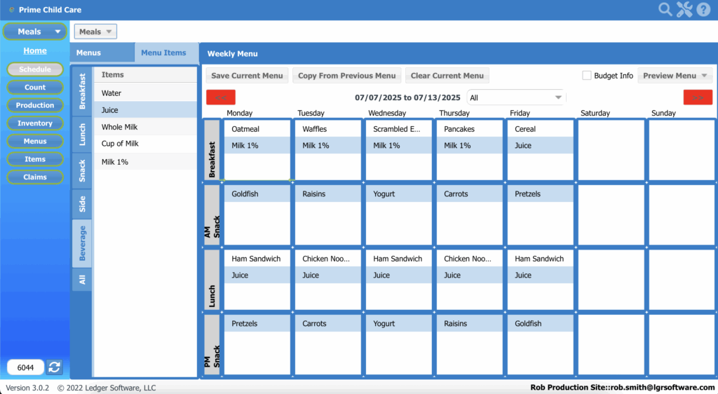 CACFP Meal Program Management - Prime Child Care Software