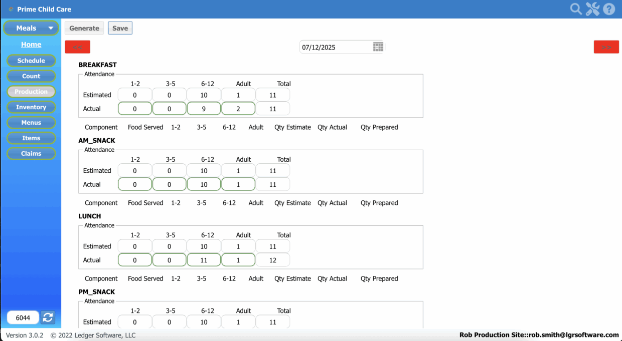 CACFP Meal Program Management - Prime Child Care Software